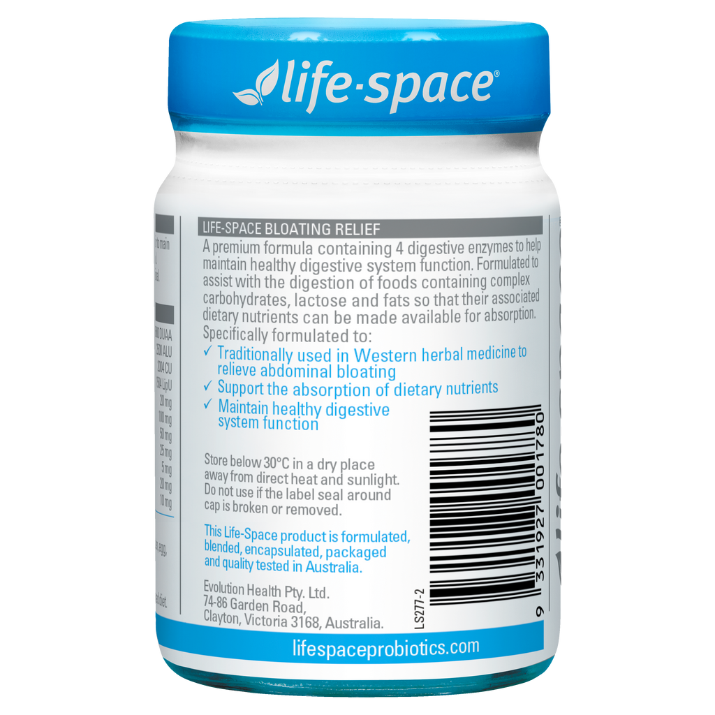 Life-Space Bloating Relief | Plus Digestive Enzymes | 40 Capsules ...